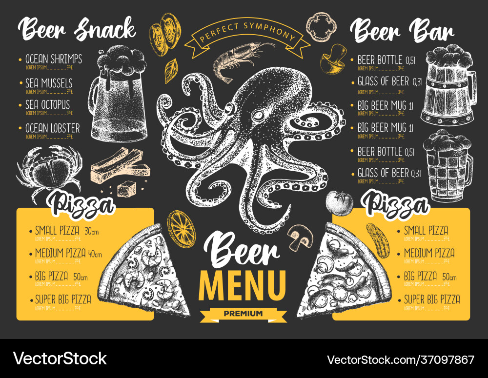 Restaurant beer menu design Royalty Free Vector Image