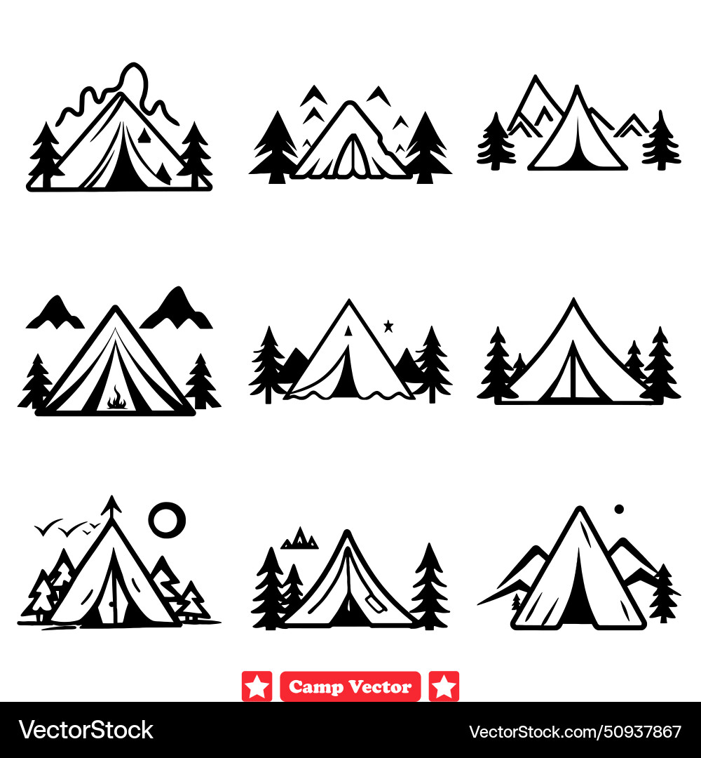 Rugged terrain escapade complete camping Vector Image