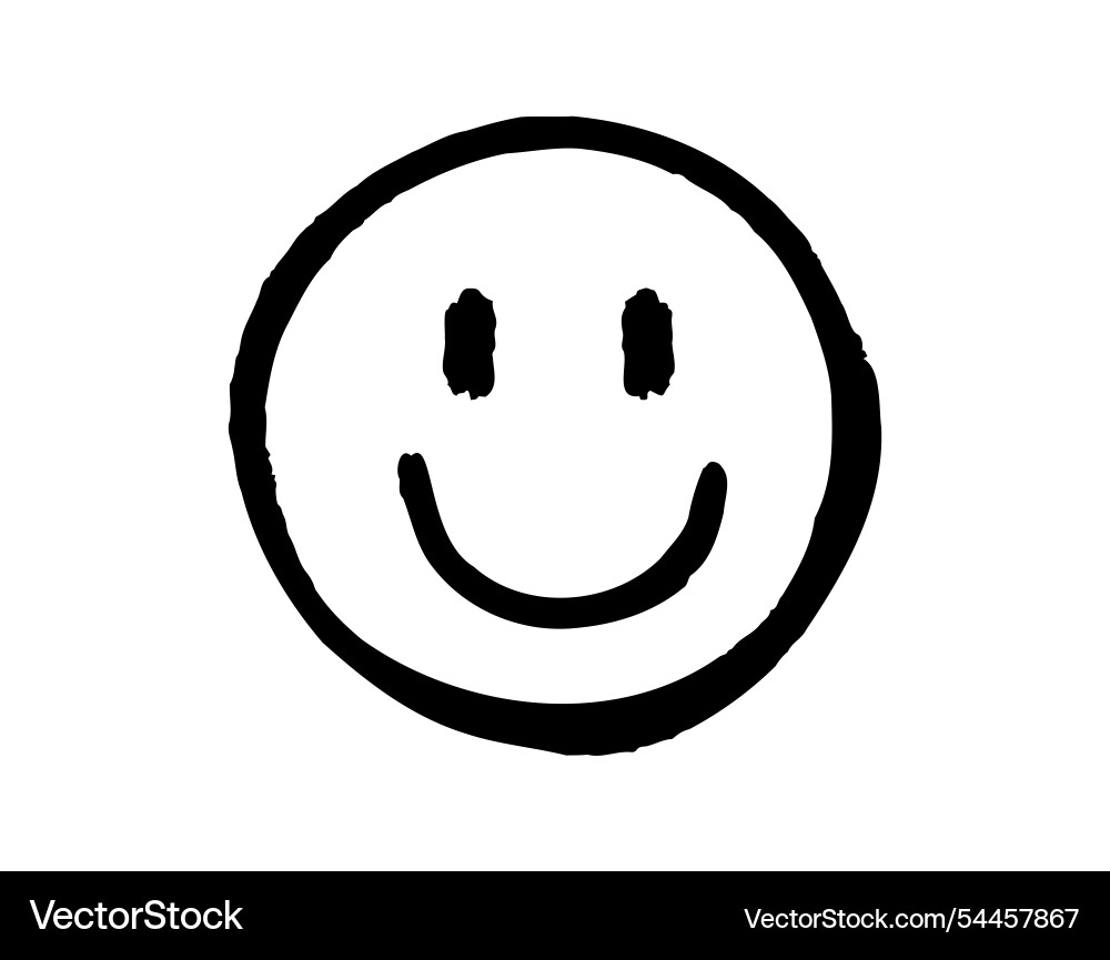 Smile face doodle sketch style icon smiling face Vector Image