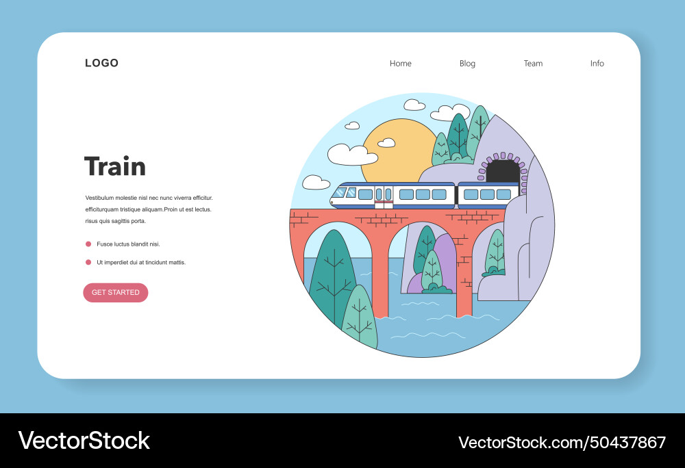 Train trip web banner or landing page characters Vector Image