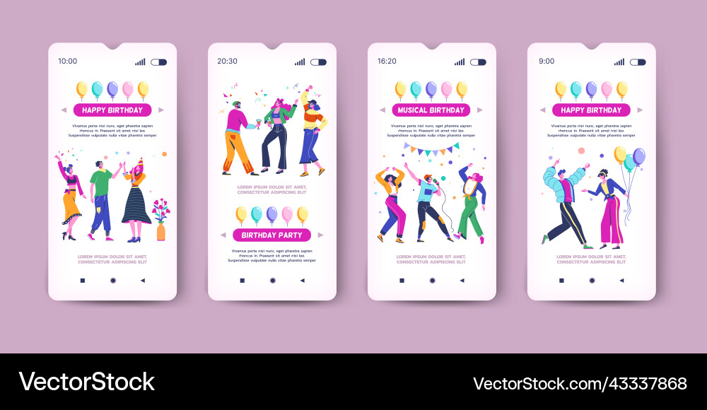 Birthday celebrate mobile app smartphone screen Vector Image