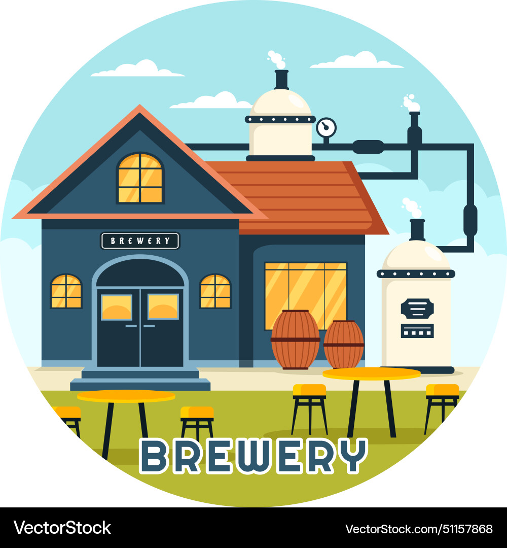 Brewery production process with beer tank Vector Image