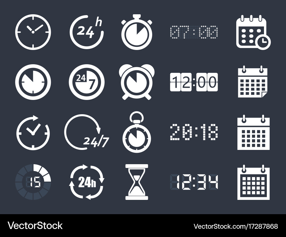 Clock time icons Royalty Free Vector Image - VectorStock