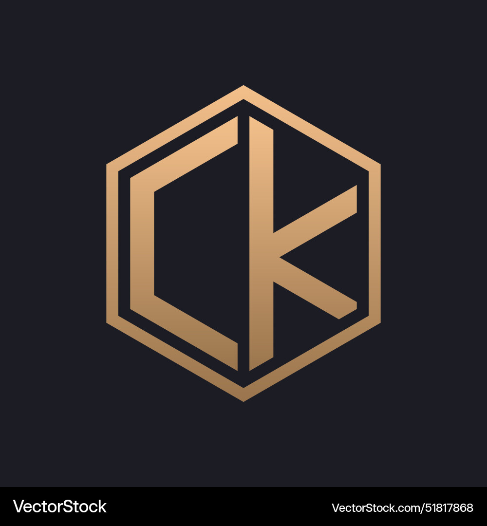 Elegant hexagon letter ck logo design initial Vector Image
