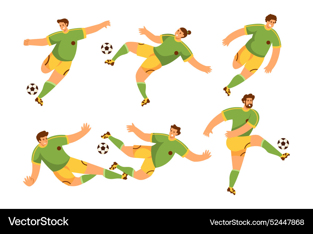 Flat football player set Royalty Free Vector Image