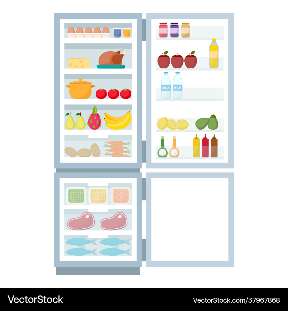 Full Refrigerator with Food Royalty Free Vector Image