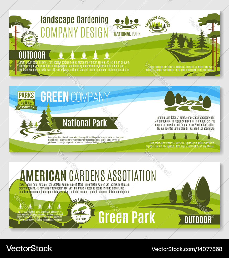 Gardening or green landscape design banners Vector Image