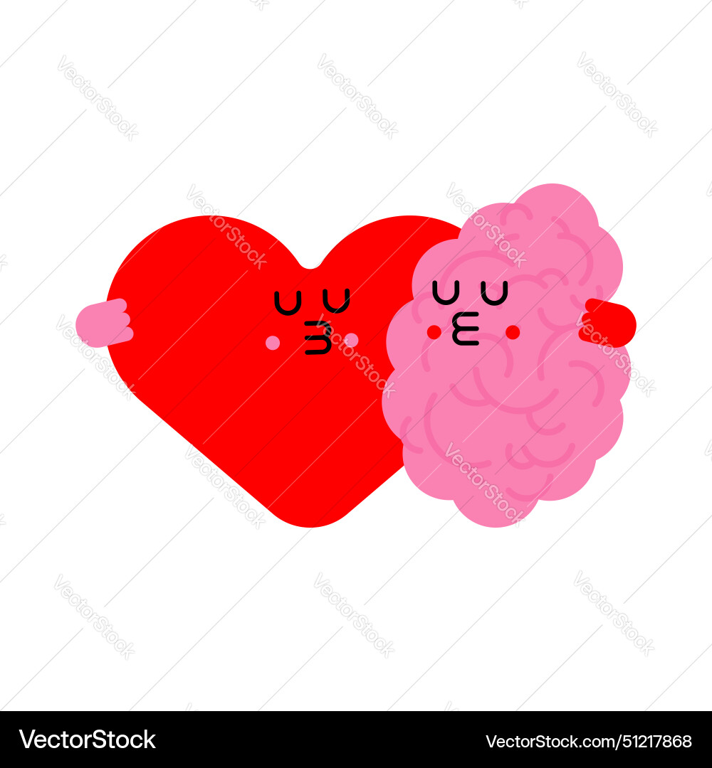 Heart and brain hugs romantic relationship love 6 Vector Image