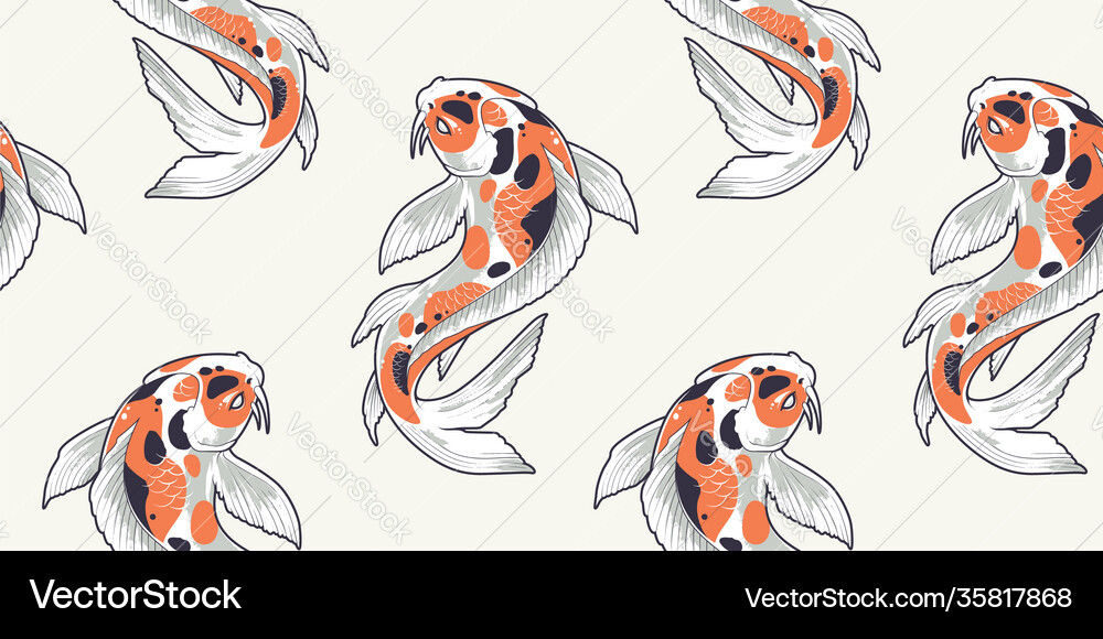 Koi Fish Seamless Pattern Royalty Free Vector Image