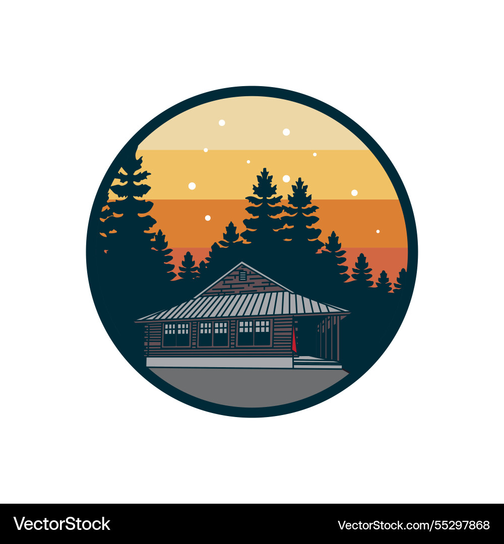Log cabin in the forest Royalty Free Vector Image