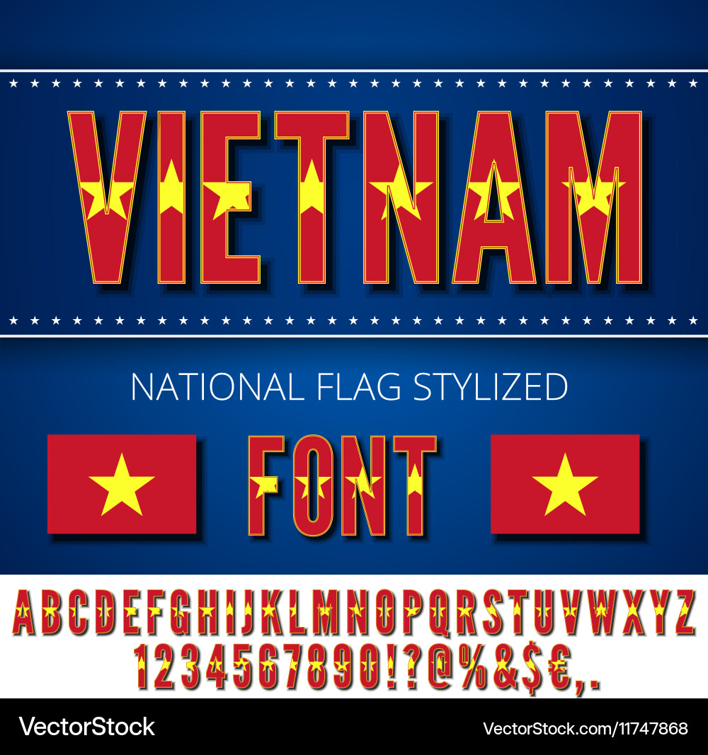 National flag font Royalty Free Vector Image - VectorStock