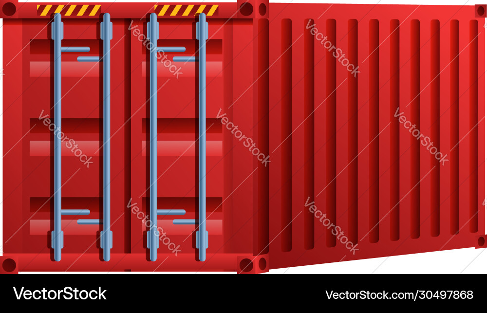 Red cargo container icon cartoon style Royalty Free Vector