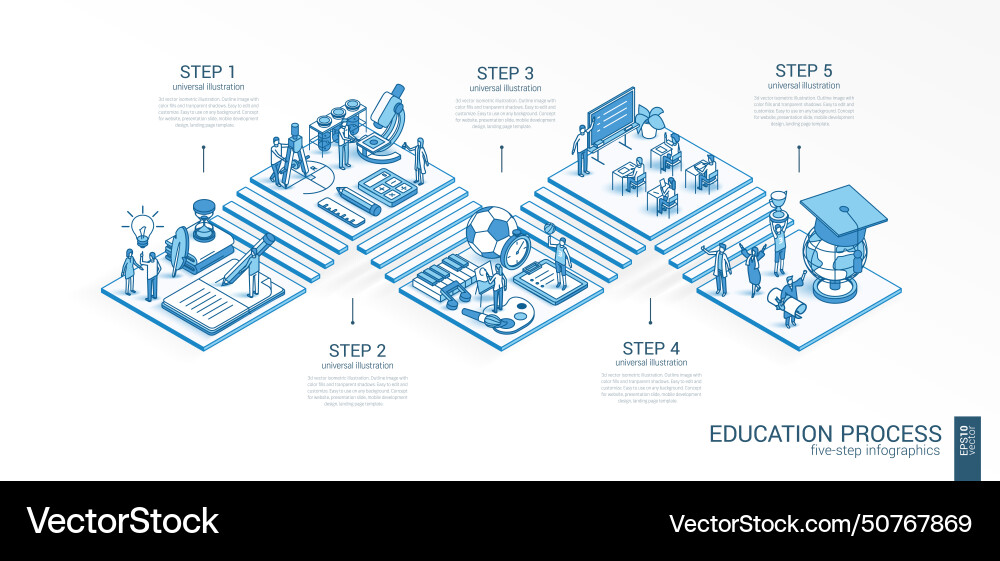 3d line isometric education infographic template Vector Image