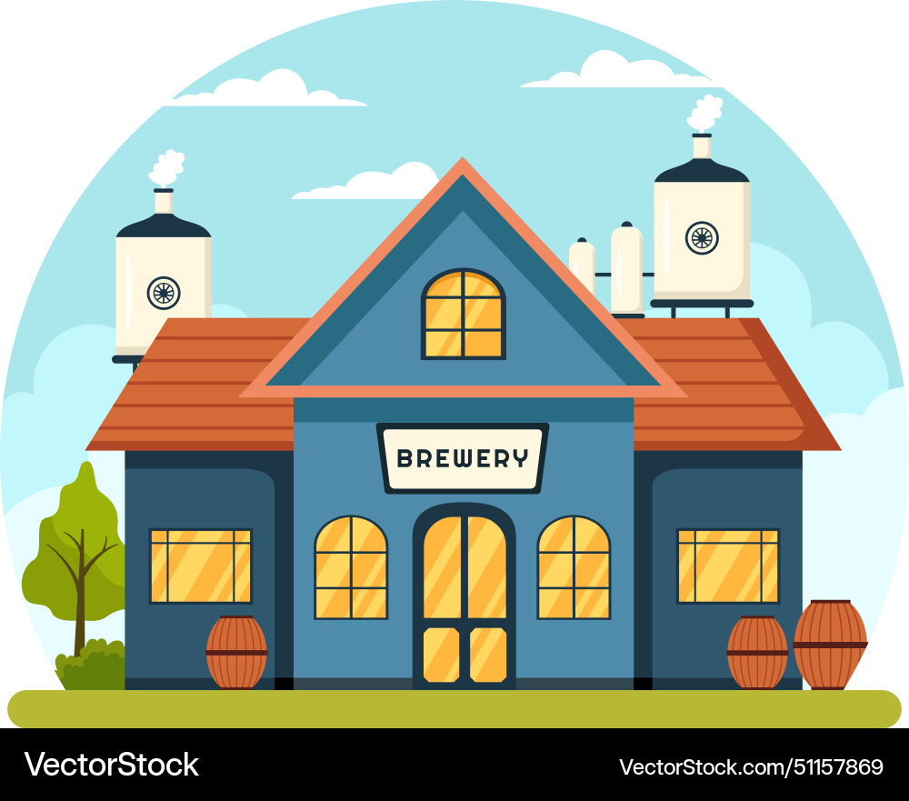 Brewery production process with beer tank Vector Image