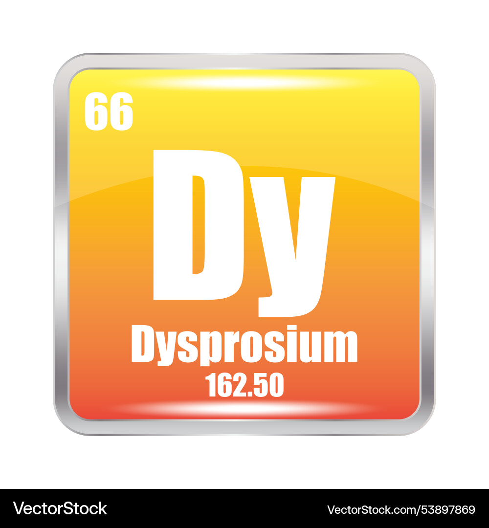 Dysprosium icon dy chemical element atomic number Vector Image
