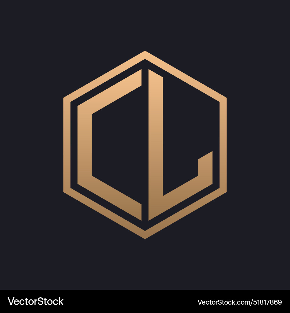 Elegant hexagon letter cl logo design initial Vector Image