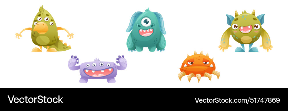 Funny toothy monsters as friendly fictional Vector Image