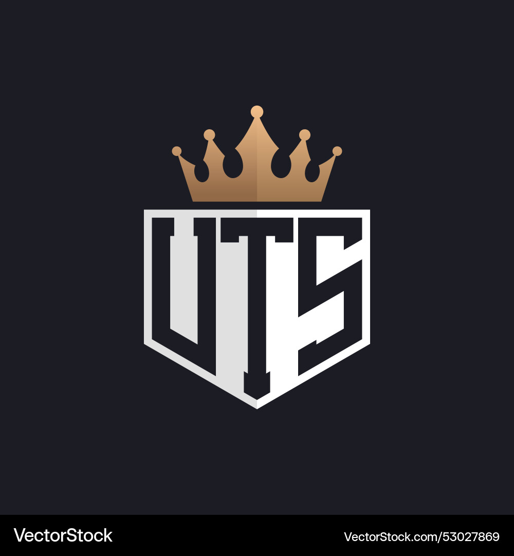 Luxury uts logo with crown elegant initials Vector Image