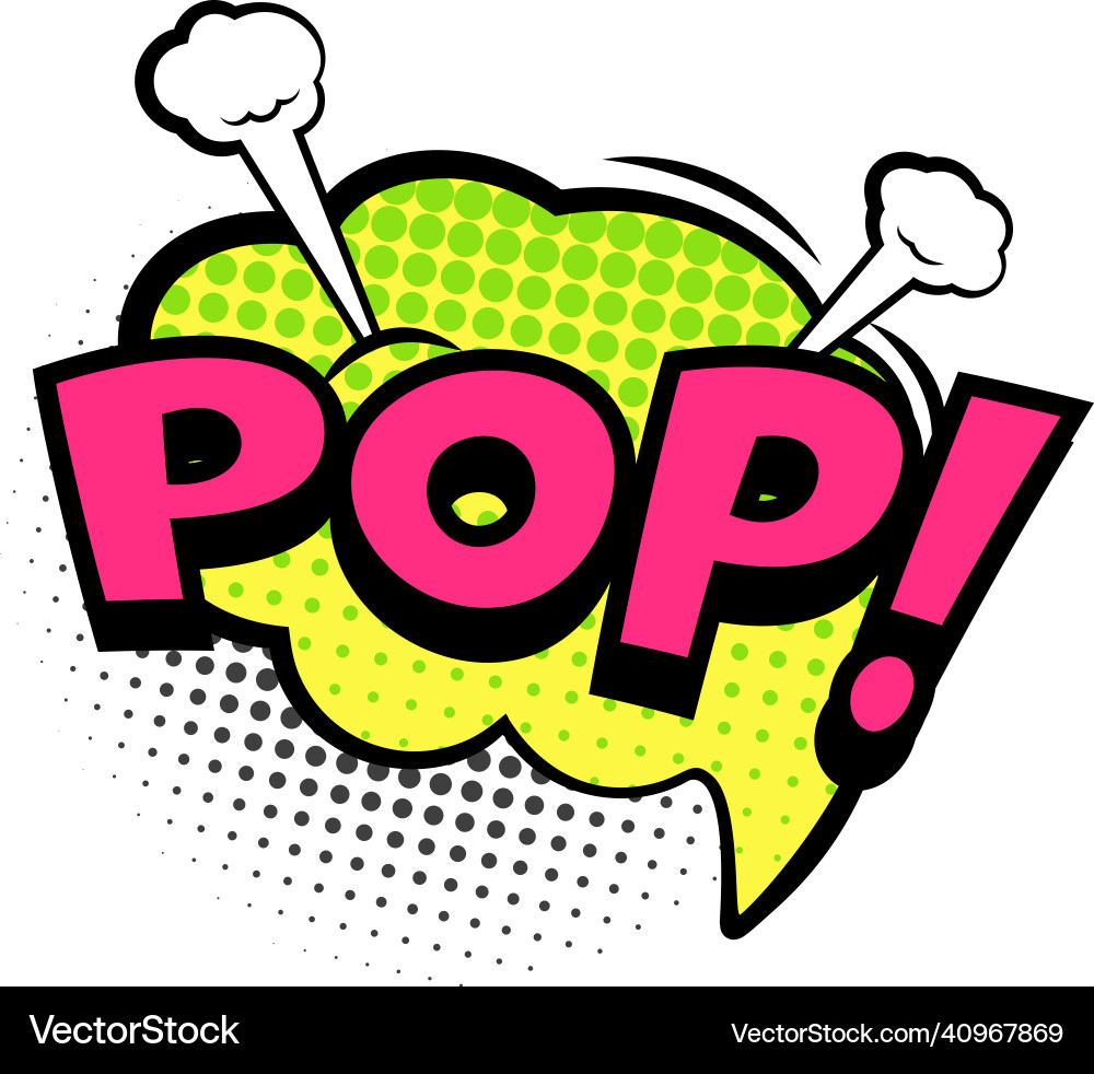 Pop sound in bubble for comic book art dotted Vector Image