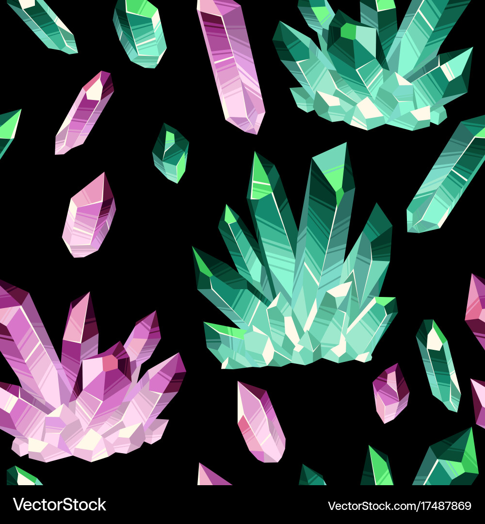 Seamless pattern with crystals gems Royalty Free Vector