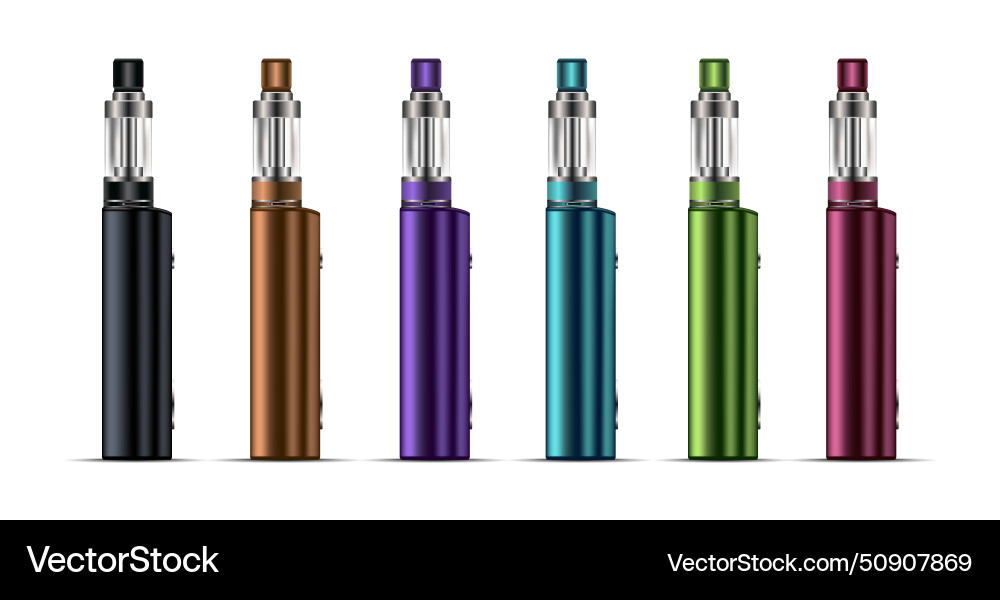Set of drawings electronic cigarette Royalty Free Vector