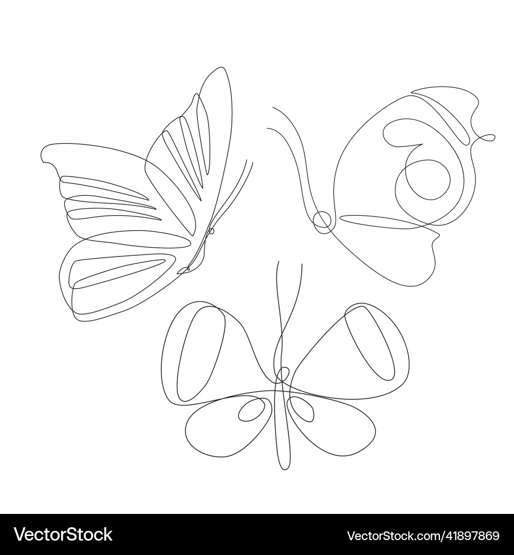 Simple butterfly one line drawing isolated Vector Image
