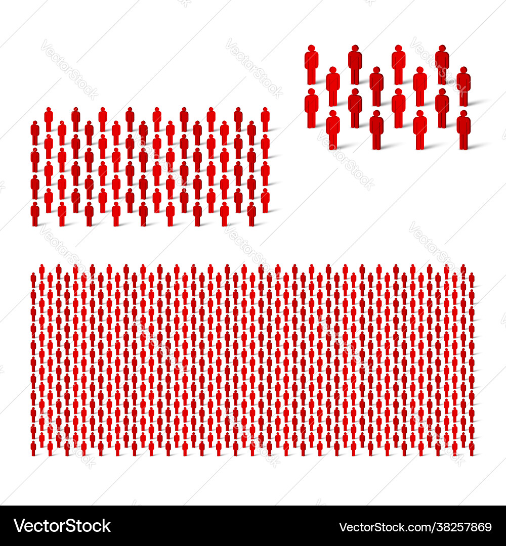 Kleine mittlere und große Menschenmassen Stickfigur