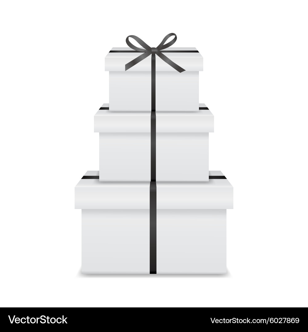 Three White Gift Boxes Stack Royalty Free Vector Image