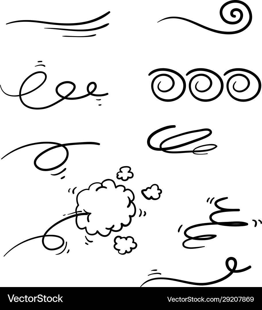 Wind Doodle Collection Royalty Free Vector Image