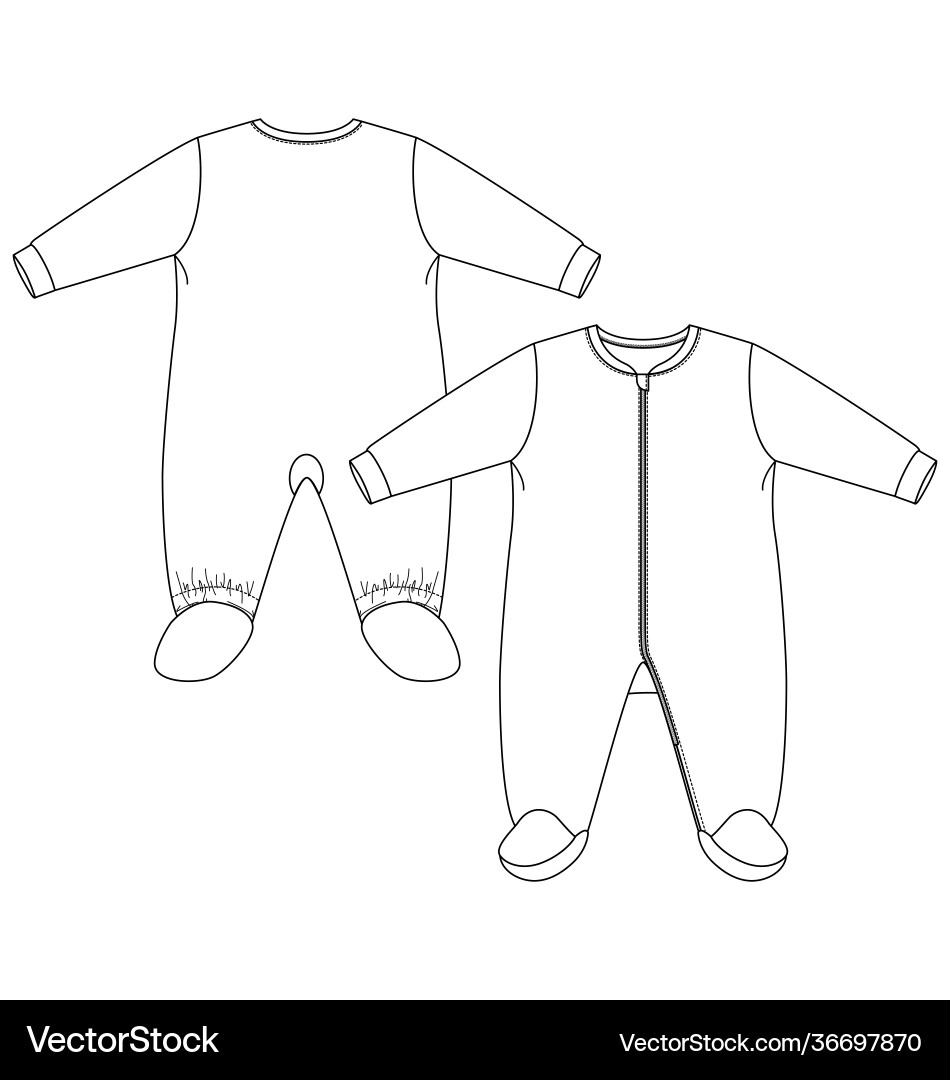 Baby sleeper technical fashion flat sketch Vector Image