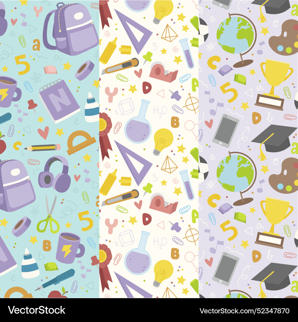 Back to school pattern collection Royalty Free Vector Image