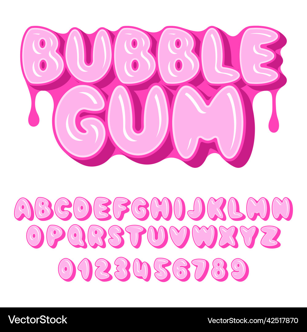 Bubble Gum Alphabet Font Royalty Free Vector Image