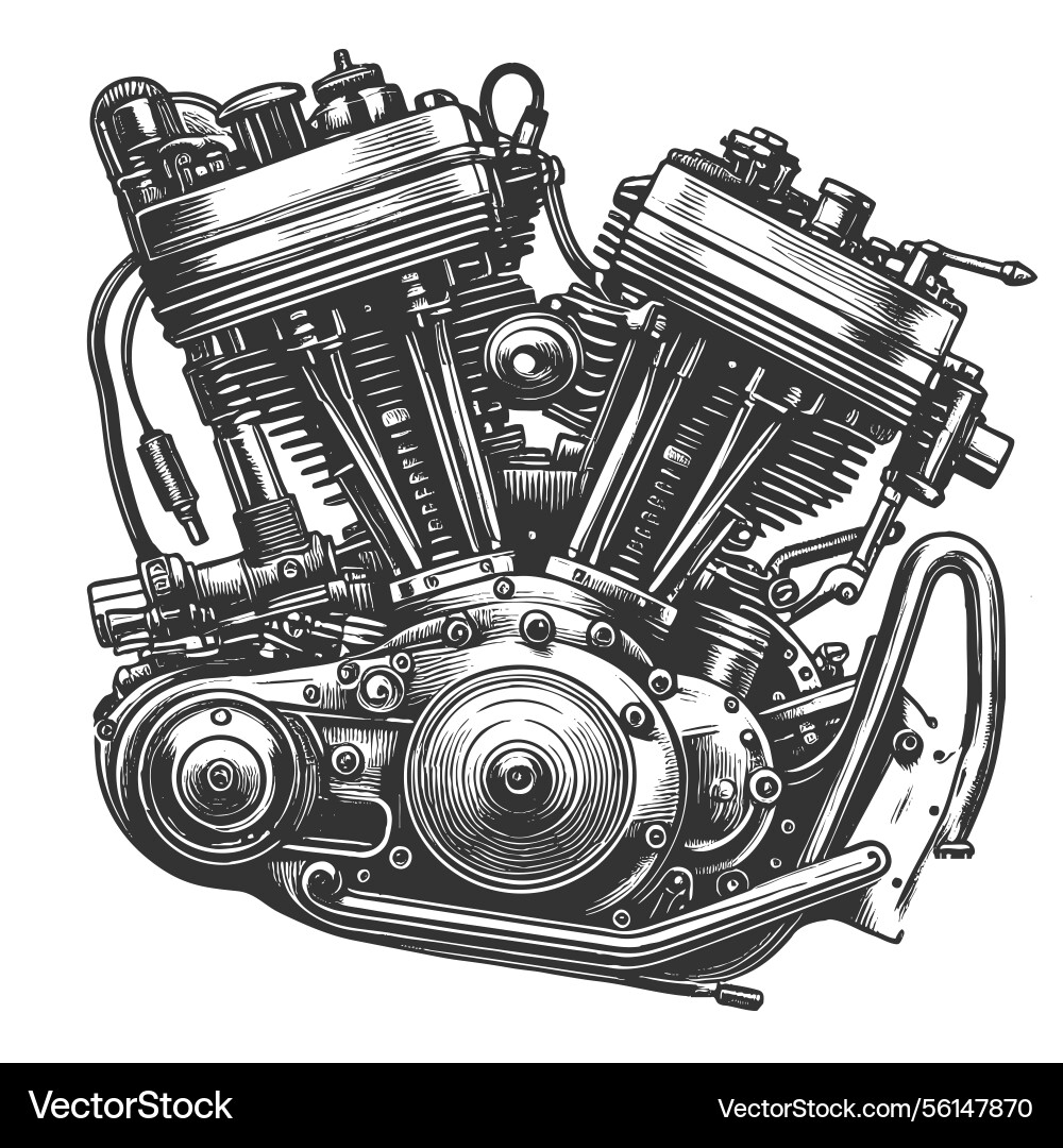 Detailed motorcycle engine Royalty Free Vector Image