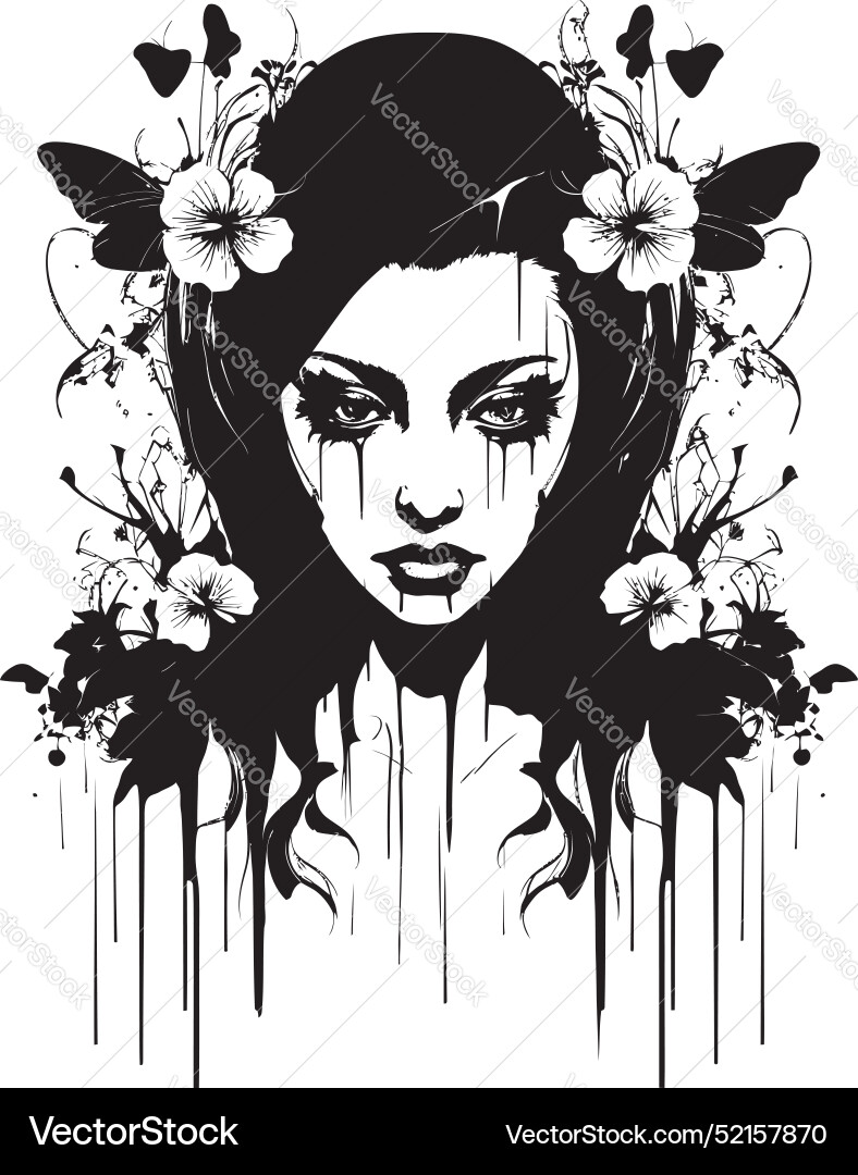 Mystic bloom floral witch symbol Royalty Free Vector Image