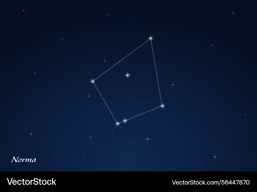 Norma-Konstellation mit Sternnamen im Nachthimmel Vektorbild