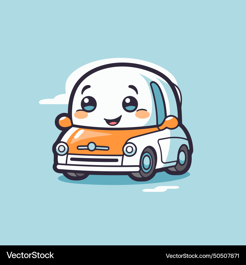 Cute cartoon car character in a flat style Vector Image