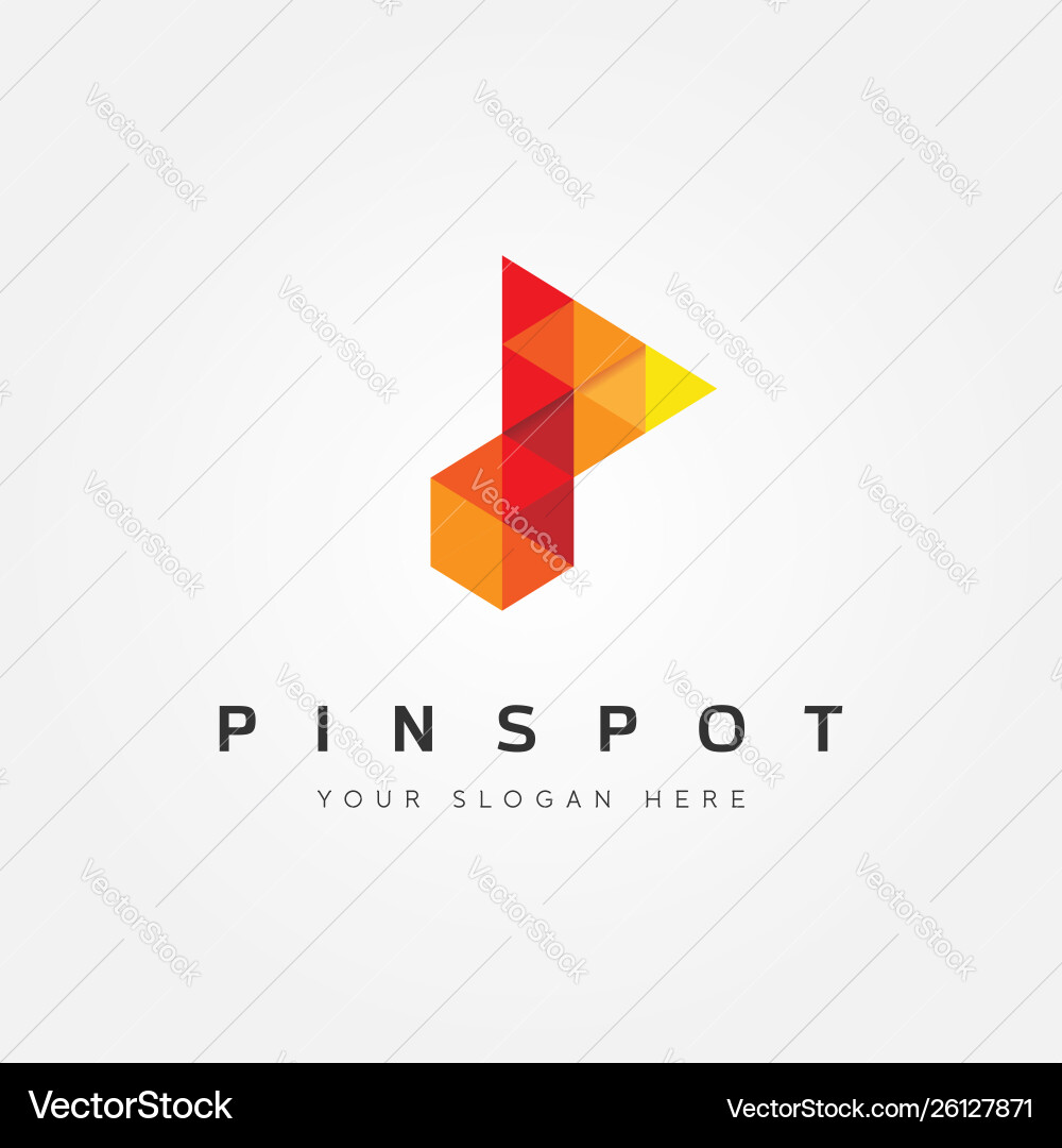 Orange geometry letter p logo design Royalty Free Vector