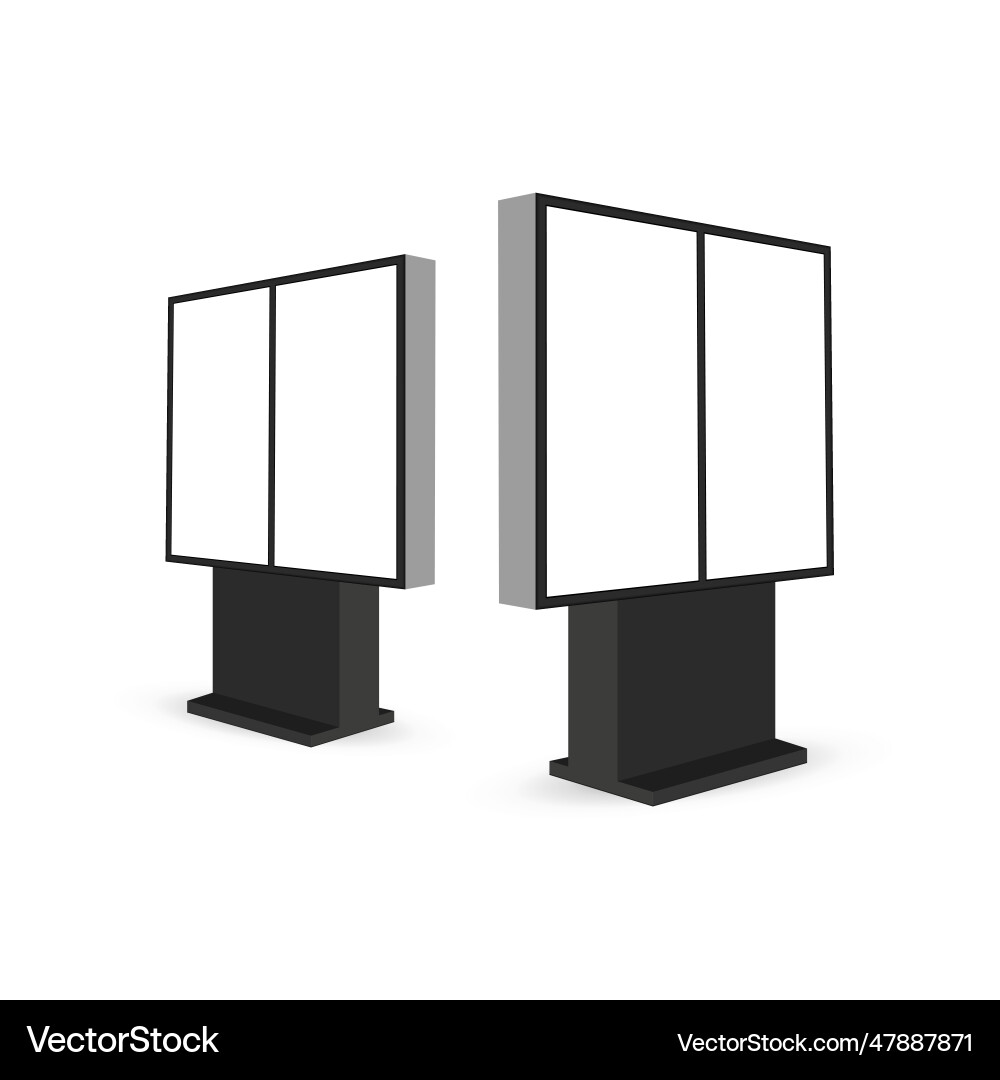 Outdoor dual screen digital signages side view Vector Image