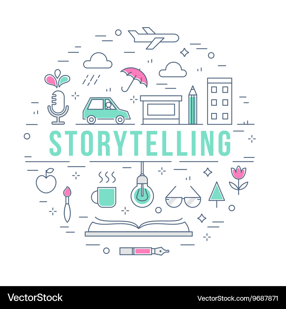 Storytelling and creative process concept line Vector Image
