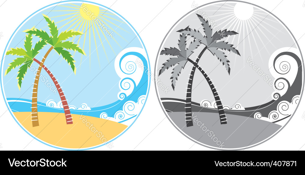 Tropical island icon Royalty Free Vector Image