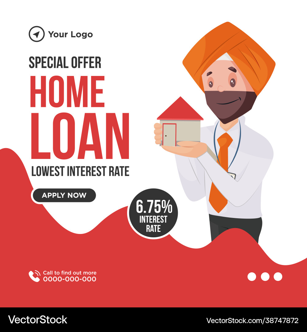 Banner design home loan Royalty Free Vector Image