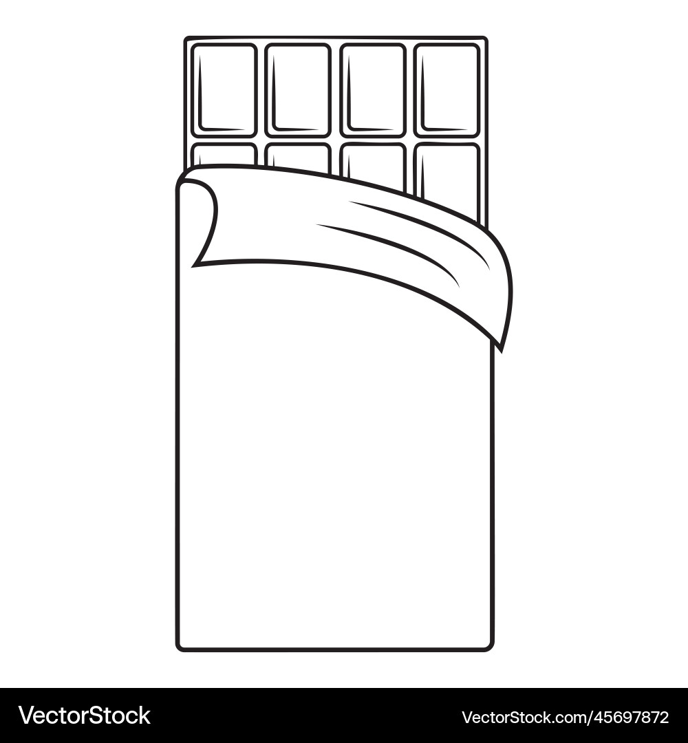 Chocolate bar in wrapper black outline Royalty Free Vector