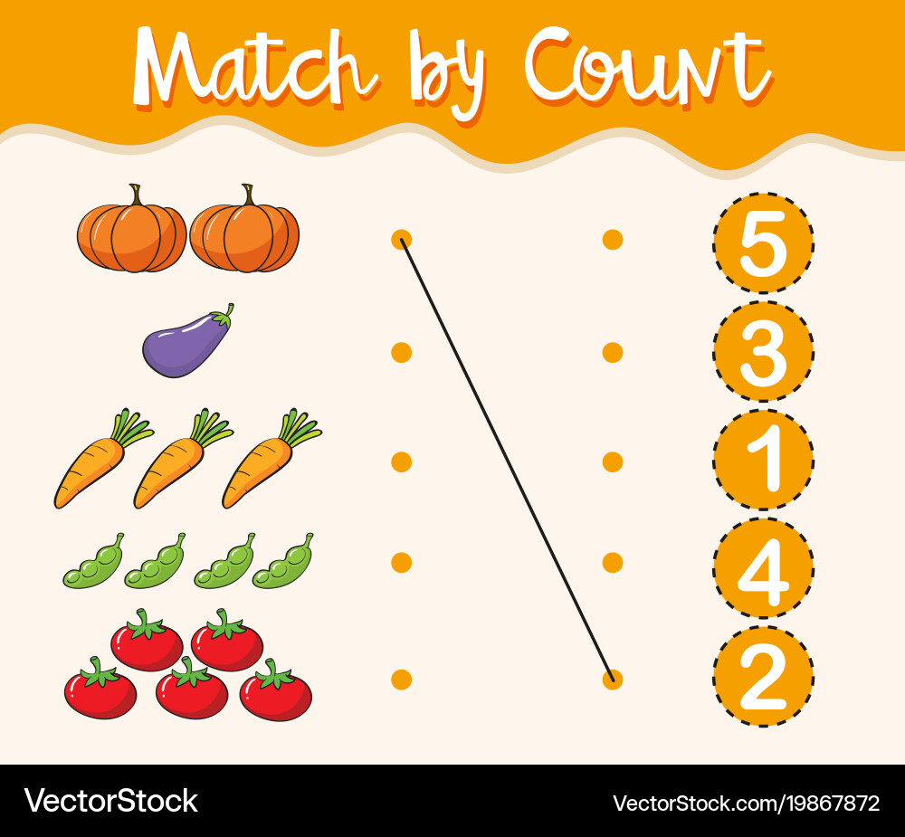 Counting Vegetables Math Worksheet Royalty Free Vector Image