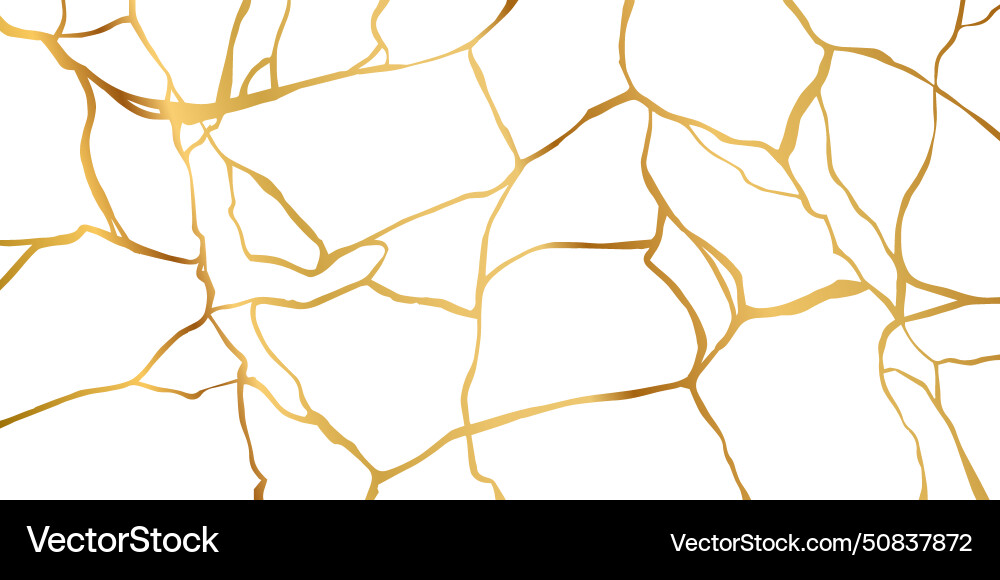 Gold kintsugi crack repair marble texture Vector Image