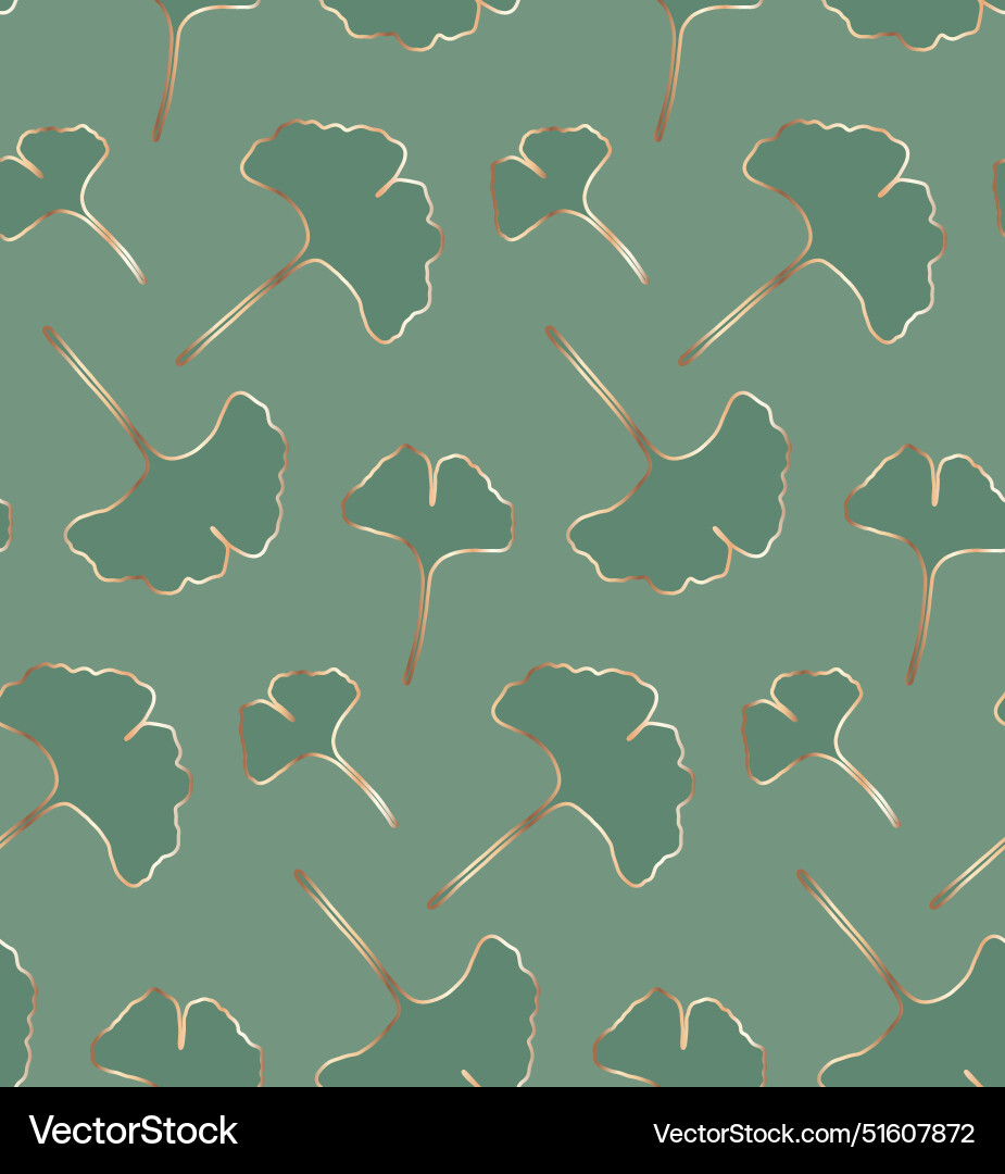 Green botanical seamless pattern with ginkgo Vector Image