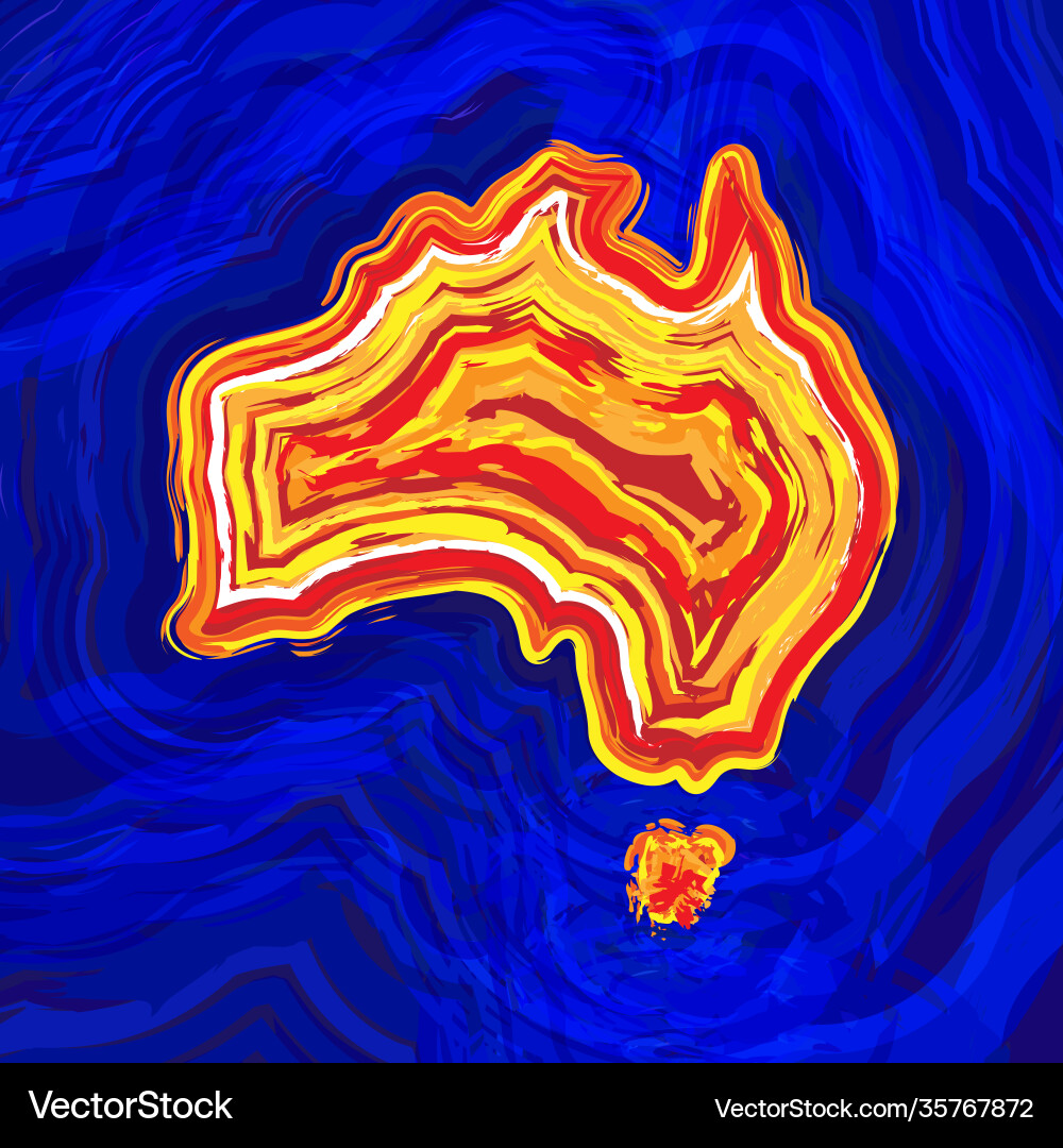 Grunge australia continent Royalty Free Vector Image