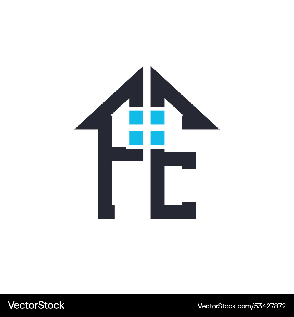 Initials pe house logo design creative letter Vector Image