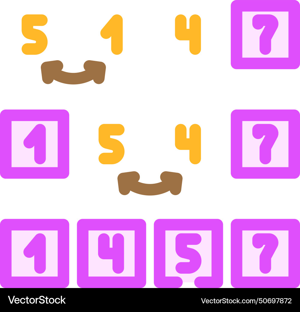 Insertion sort algorithm color icon Royalty Free Vector Insertion sort algorithm color icon Royalty Free Vector
