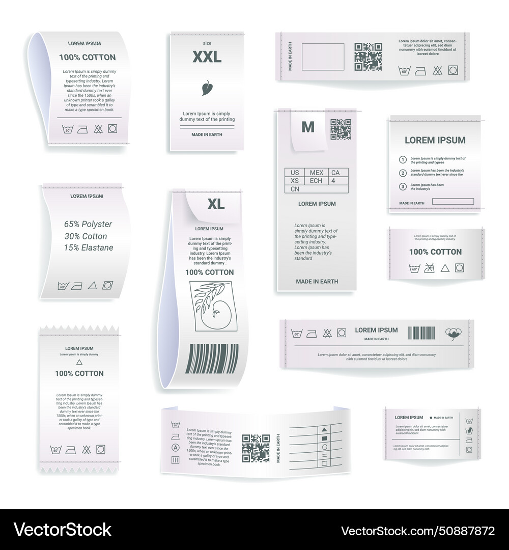 Labels for clothes with production and instruction