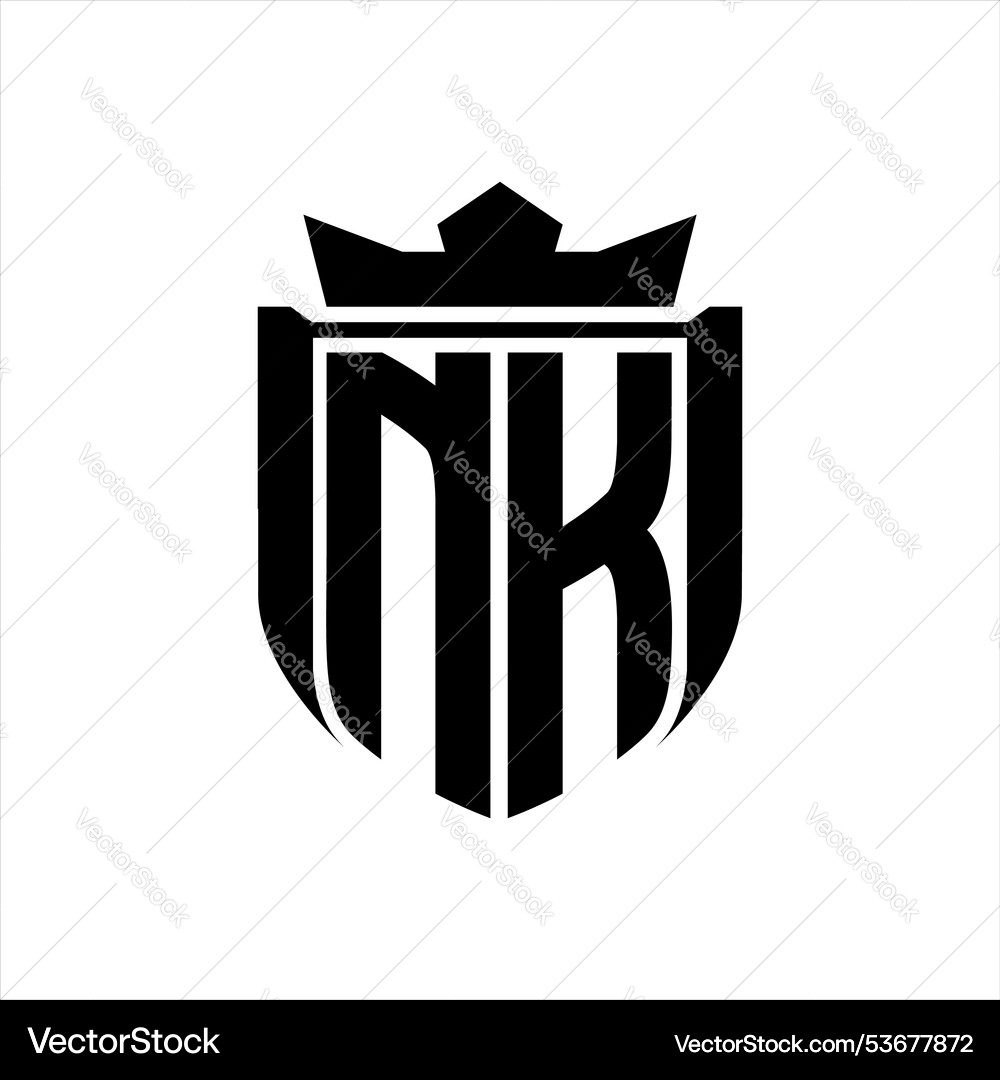Nk logo with shield shape geeometric crown Vector Image